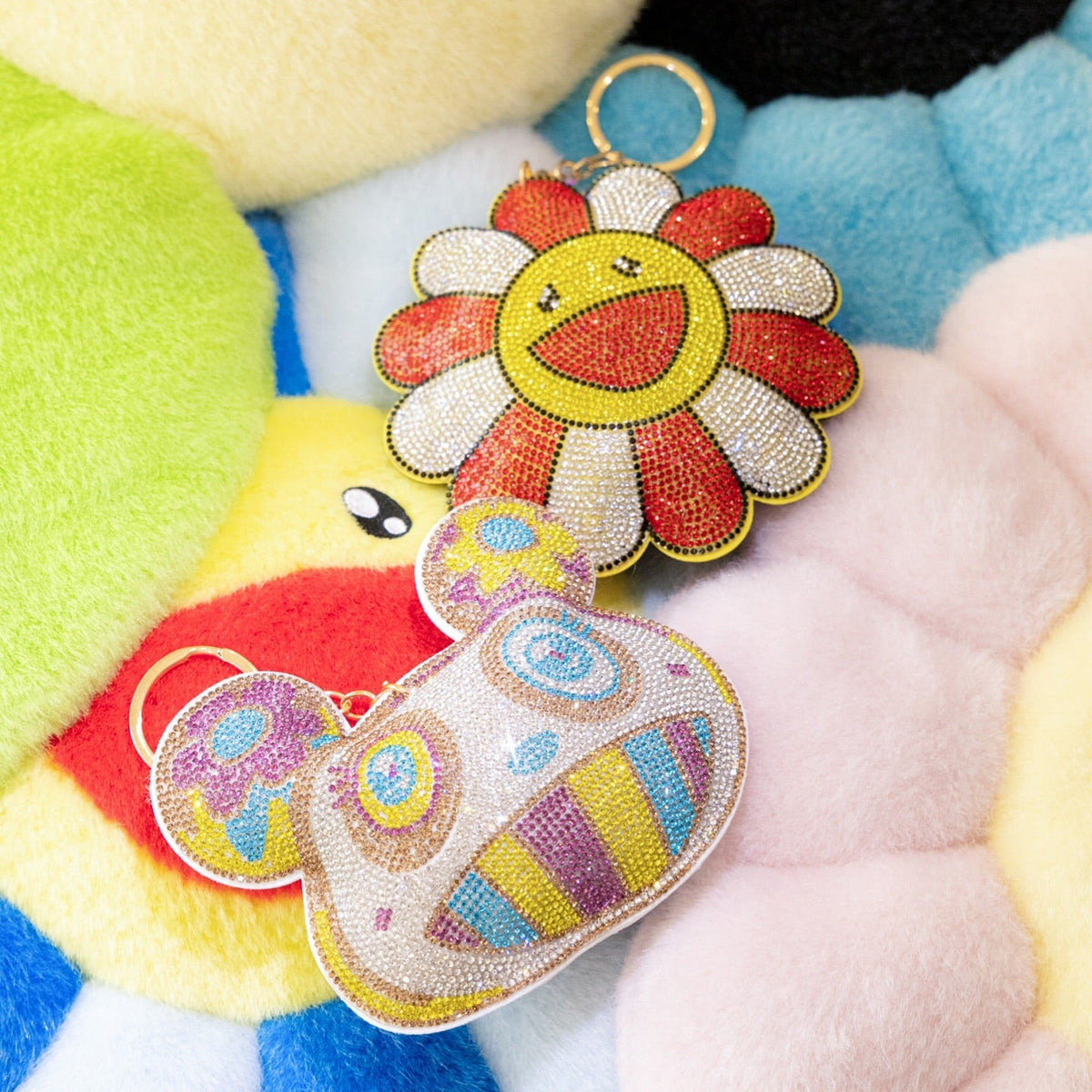 Takashi Murakami - Plush Glitter Rhinestone Keychain - Flower ...